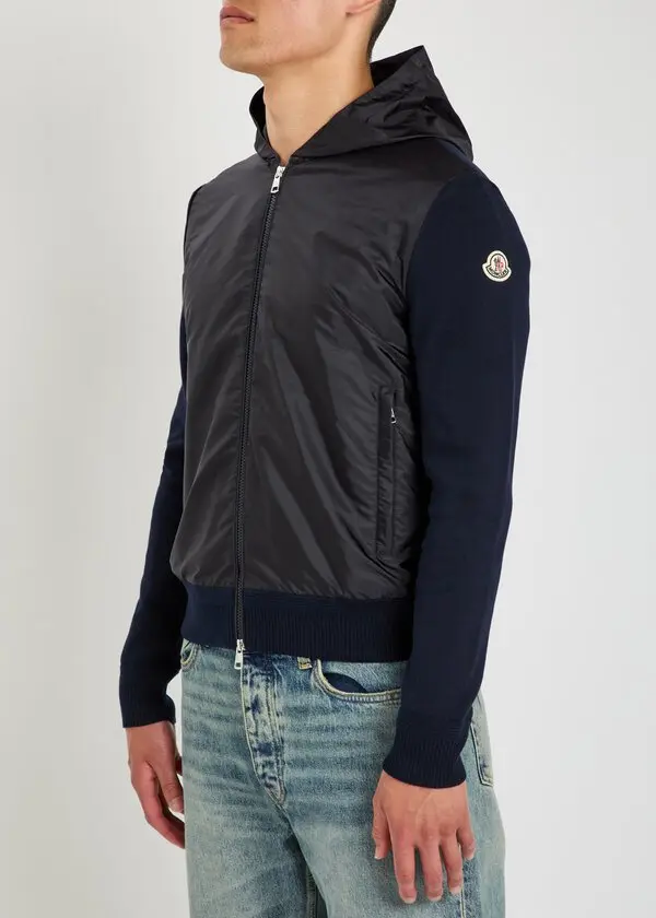 Moncler Hooded Shell And Cotton-blend Jacket