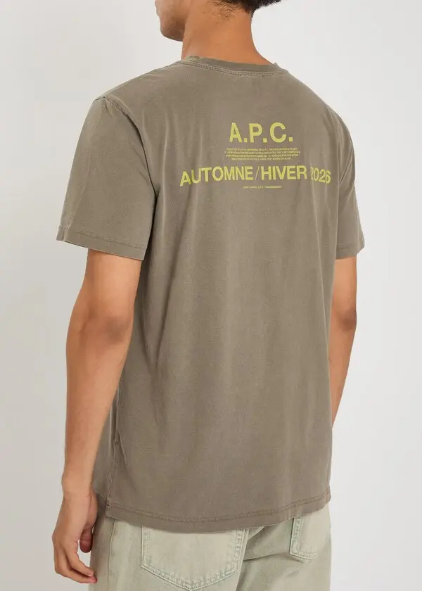 A.p.c. Logo-print Cotton T-shirt - Dark Grey