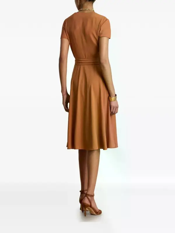 Ralph Lauren Belted Surplice Midi Dress - Orange