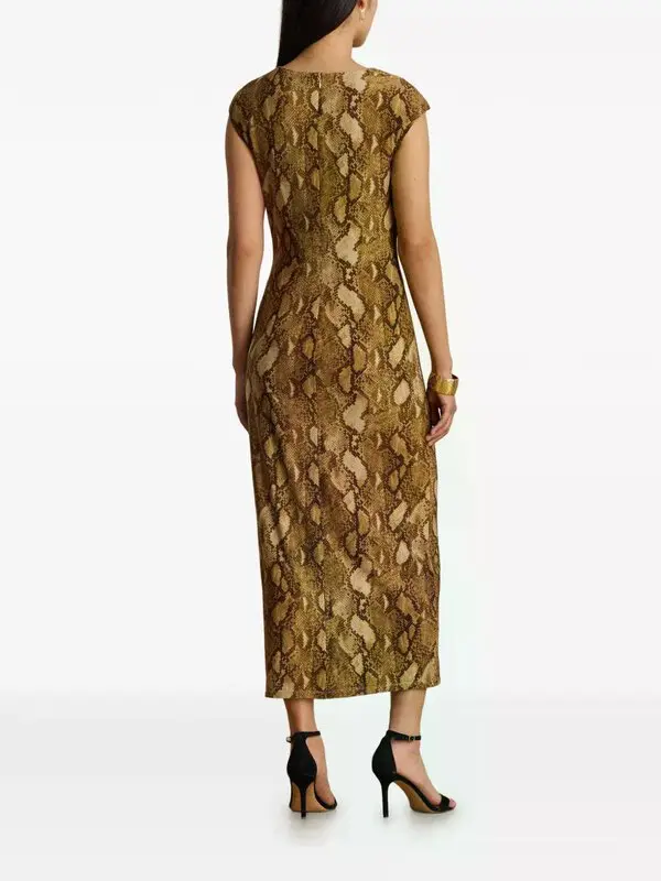Ralph Lauren Python-print Jersey Cap-sleeve Midi Dress