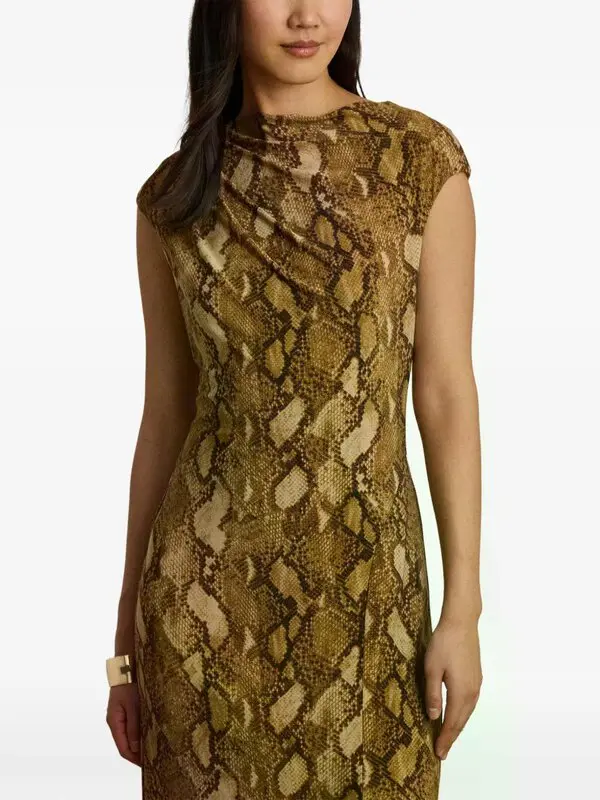 Ralph Lauren Python-print Jersey Cap-sleeve Midi Dress