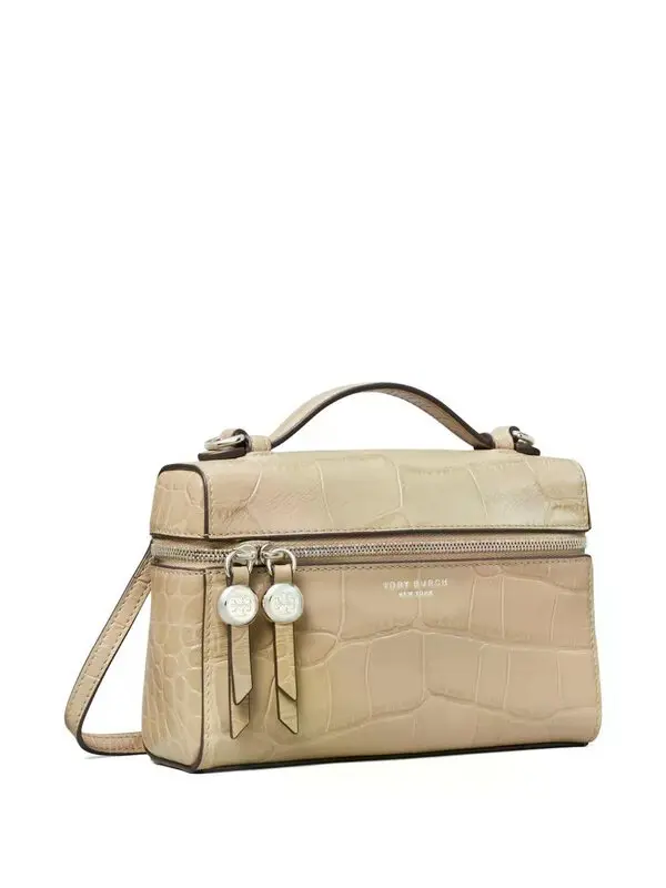 Tory Burch Slim Romy Croc-embossed Top-handle Bag - Neutrals