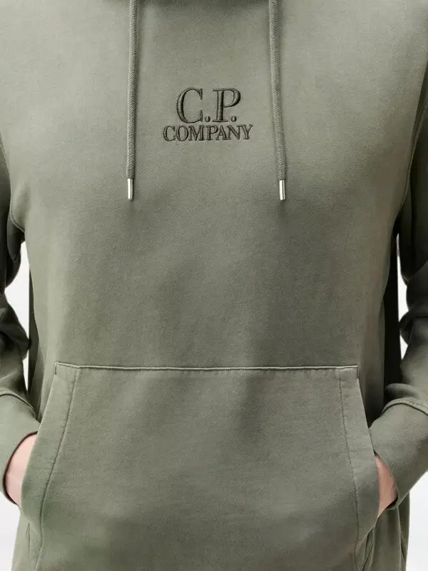 C.P. COMPANY Logo Embroidered Hoodie - Green