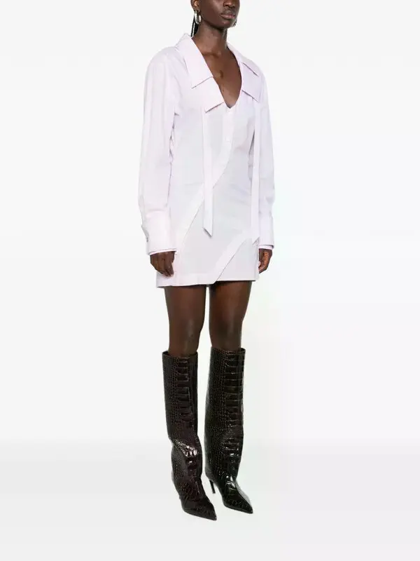 Attico Check-pattern Asymmetric-button Mini Dress