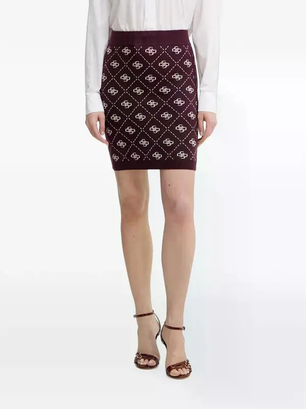 Guess Monogram Knit Diamond Pattern Mini Skirt