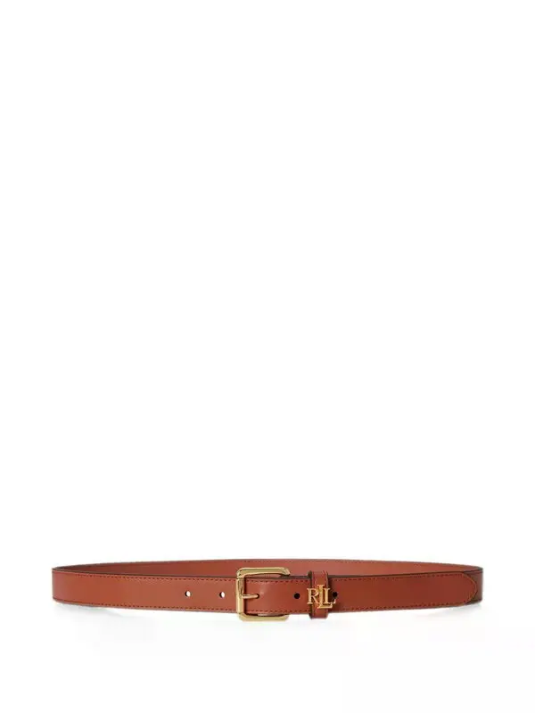 Ralph Lauren Logo Plaque Leather Belt - Orange