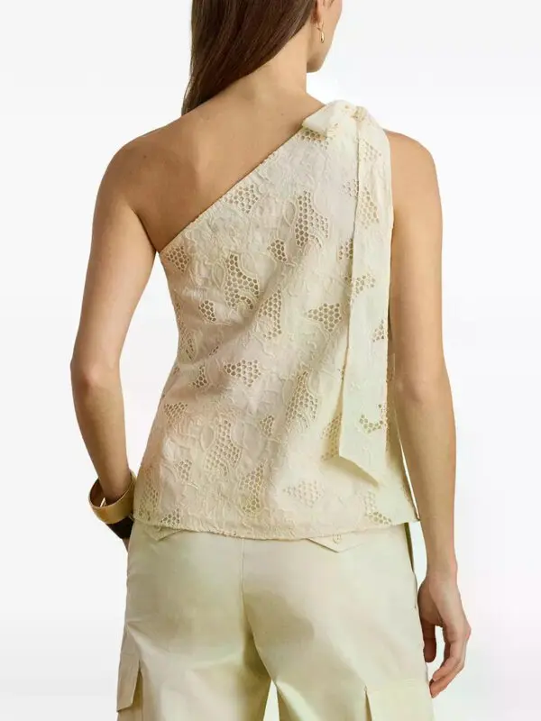 Ralph Lauren One-shoulder Floral Eyelet Blouse