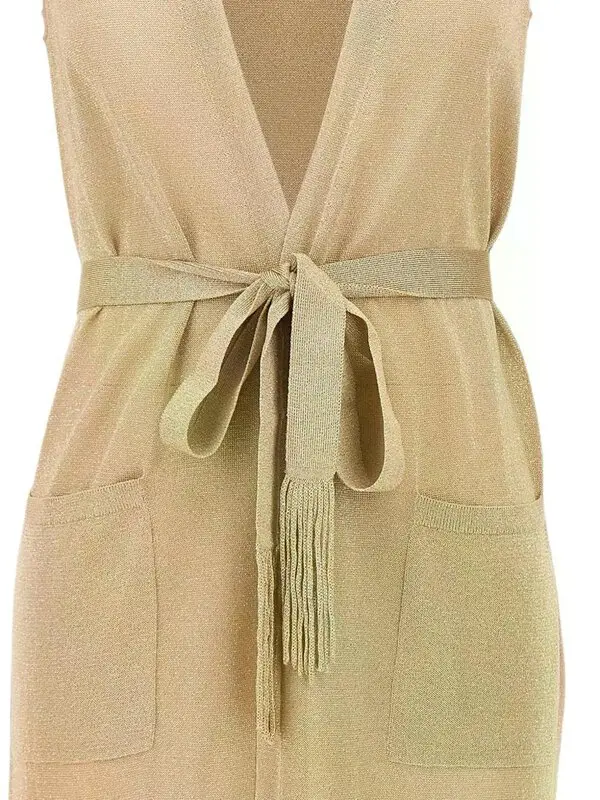 KANGRA Belted Lurex-finish Cardigan-coat - Neutrals