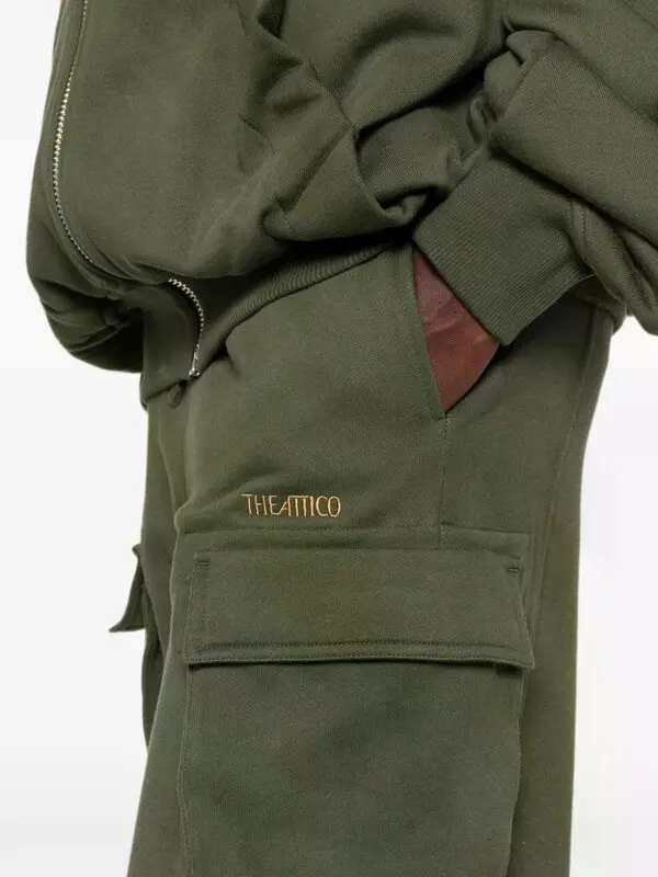 Attico Wide-leg Cargo-pocket Track Pants - Green