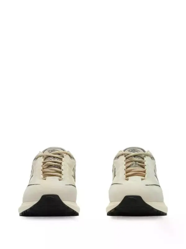 Burberry Eclipse Sneakers In Nylon, Suede, And Leather With Metallic Check Panels