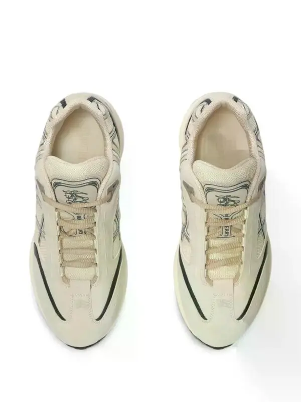 Burberry Eclipse Sneakers In Nylon, Suede, And Leather With Metallic Check Panels