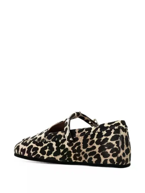GANNI Leopard-print Buckle-fastening Ballet Flats