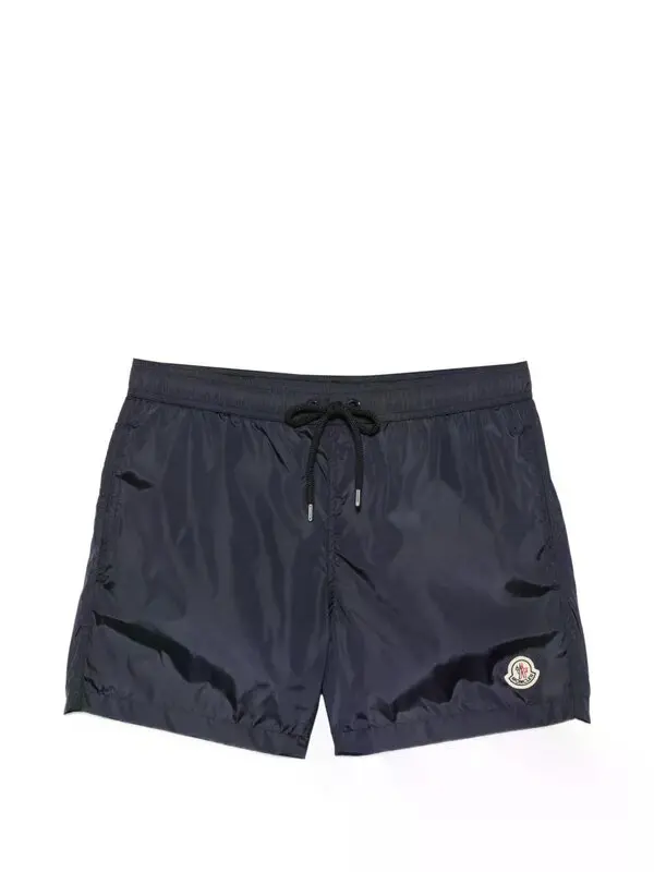 Moncler Logo Patch Drawstring Swim Shorts - Blue