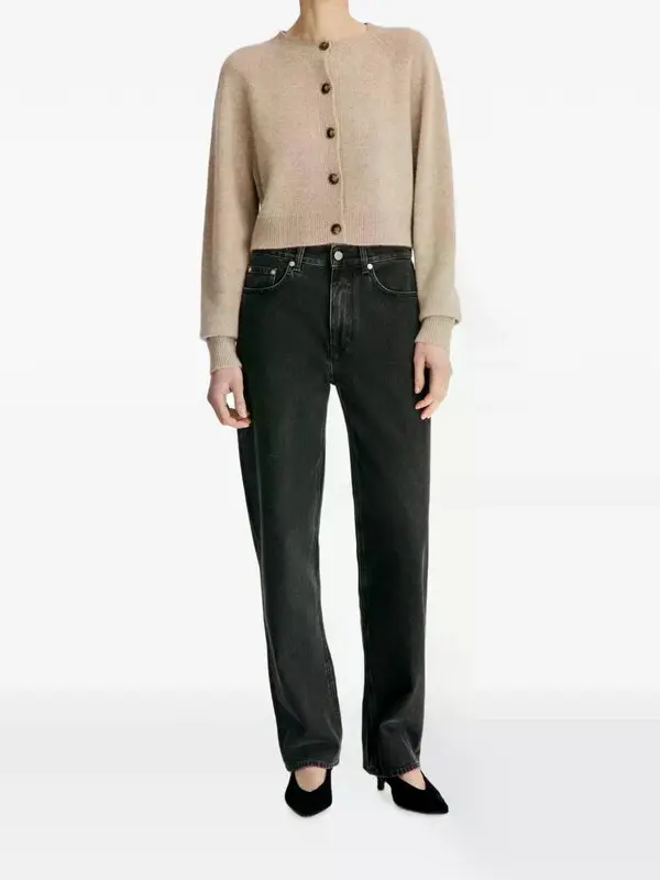 Loulou De Saison Heike Ribbed-knit Cropped Cardigan - Neutrals