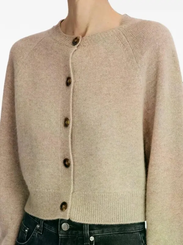 Loulou De Saison Heike Ribbed-knit Cropped Cardigan - Neutrals