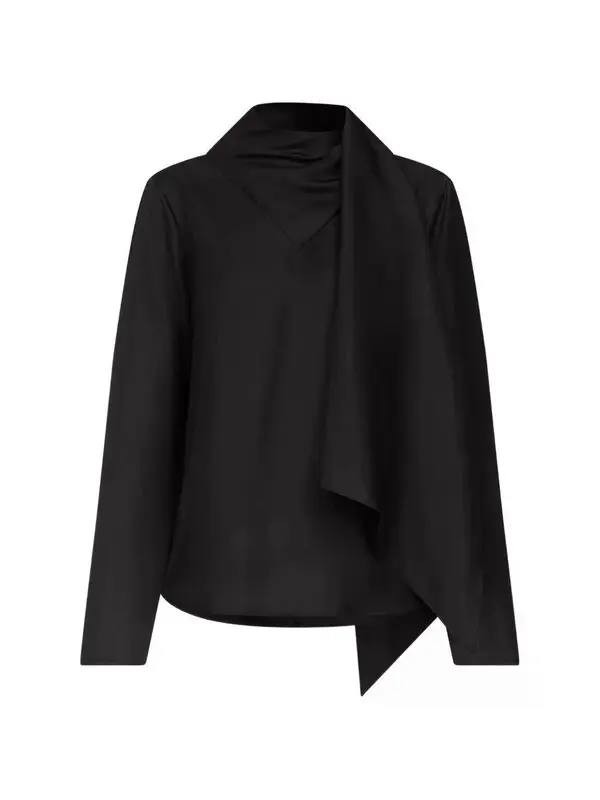 Loulou De Saison Gala Silk-twill Blouse With Draped Foulard Neck - Black