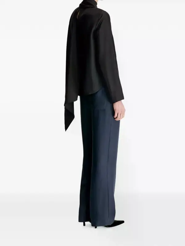 Loulou De Saison Gala Silk-twill Blouse With Draped Foulard Neck - Black