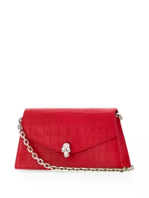 Alexander McQueen Skull Croc Effect Shoulder Bag - Red