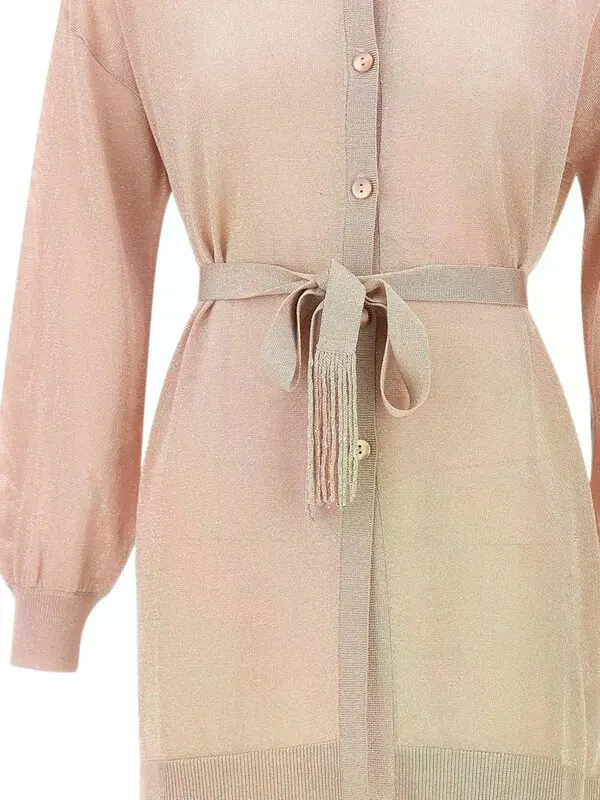KANGRA Belted Lurex-knit Cardigan-coat