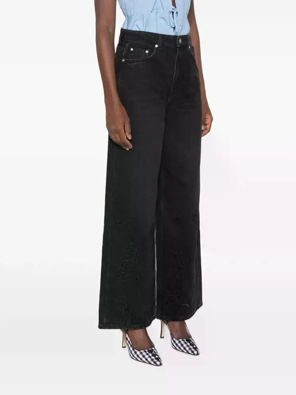 GANNI Embroidered Wide-leg Jeans