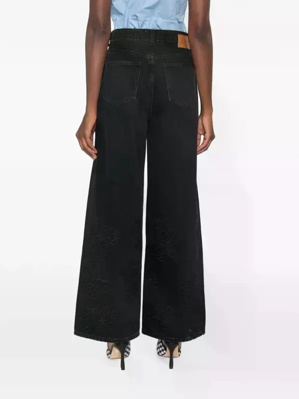 GANNI Embroidered Wide-leg Jeans