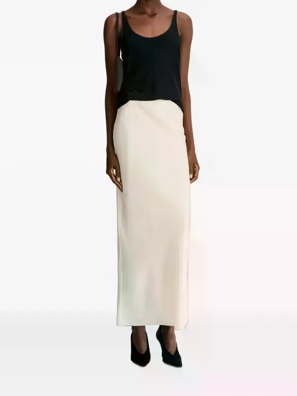 Loulou De Saison Eli Silk-twill A-line Maxi Skirt - Neutrals