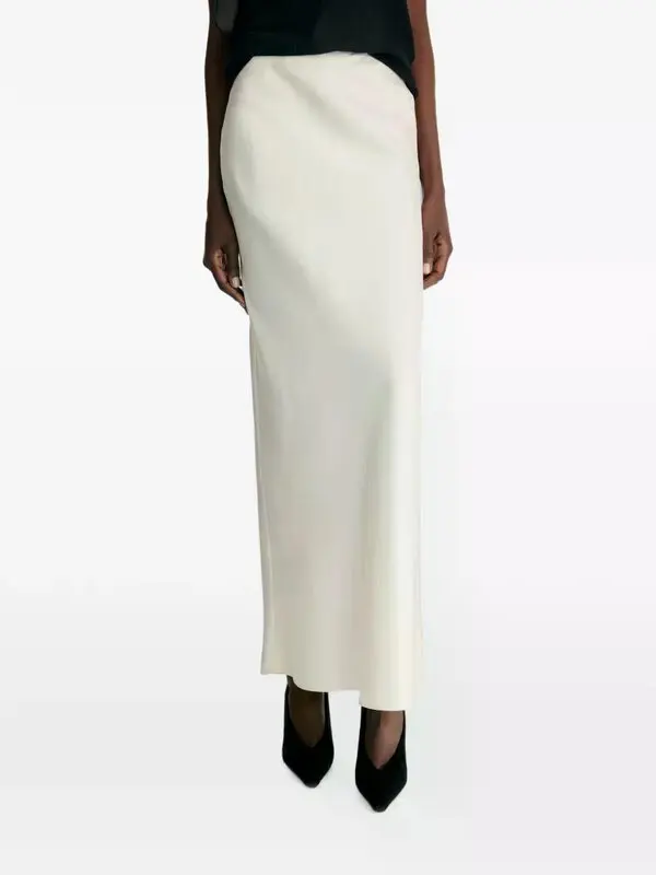 Loulou De Saison Eli Silk-twill A-line Maxi Skirt - Neutrals