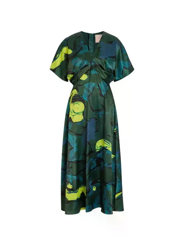 ROKSANDA Sadee Abstract Print Midi Dress - Green