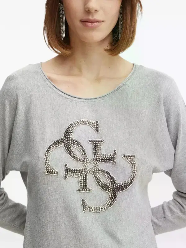 Guess Crystal-embellished Logo Motif Sweater