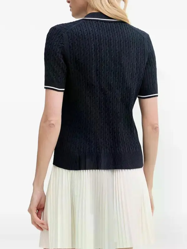 Lacoste Cable Knit Polo Shirt With Contrast Tipping