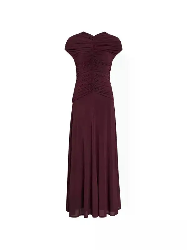 Tove Ruched Cap-sleeve Midi Dress - Red