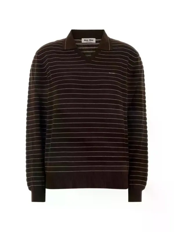 Miu Miu Striped Polo Collar Sweater