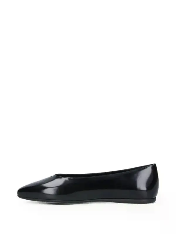 Prada Polished Leather Ballet Flats - Black