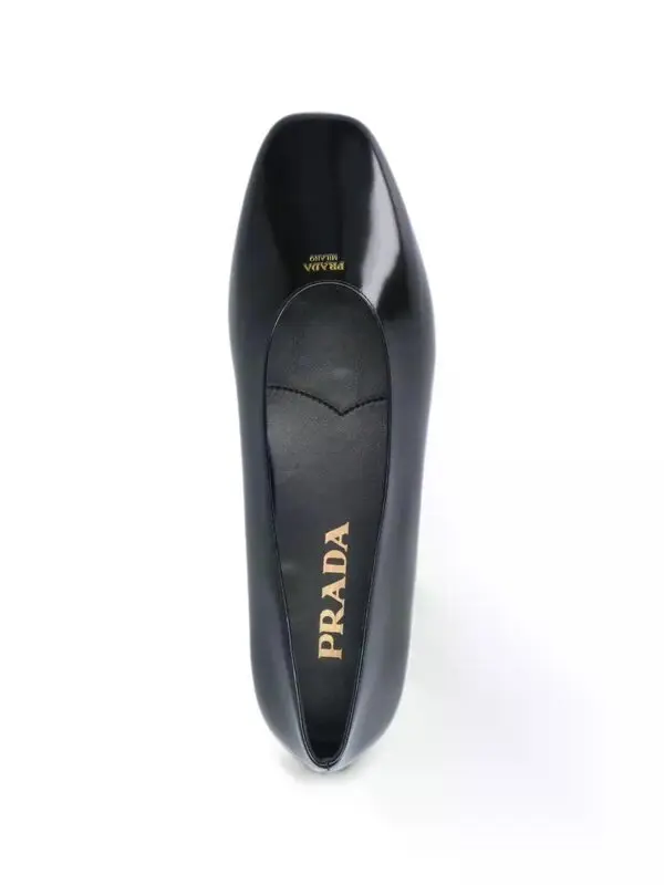 Prada Polished Leather Ballet Flats - Black