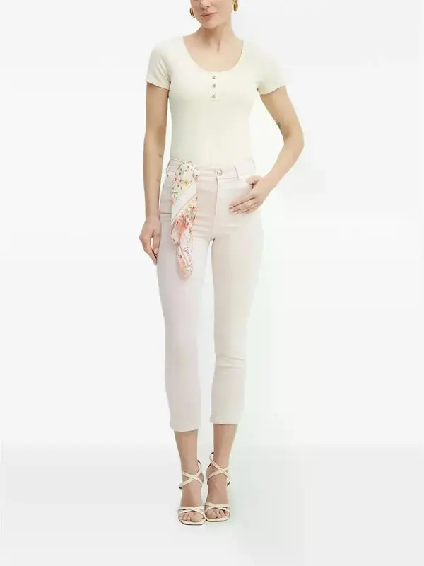 Guess Karina Ribbed T-shirt With Decorative Buttons