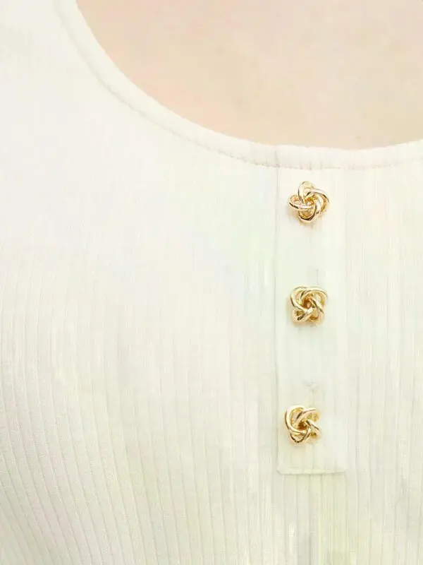 Guess Karina Ribbed T-shirt With Decorative Buttons