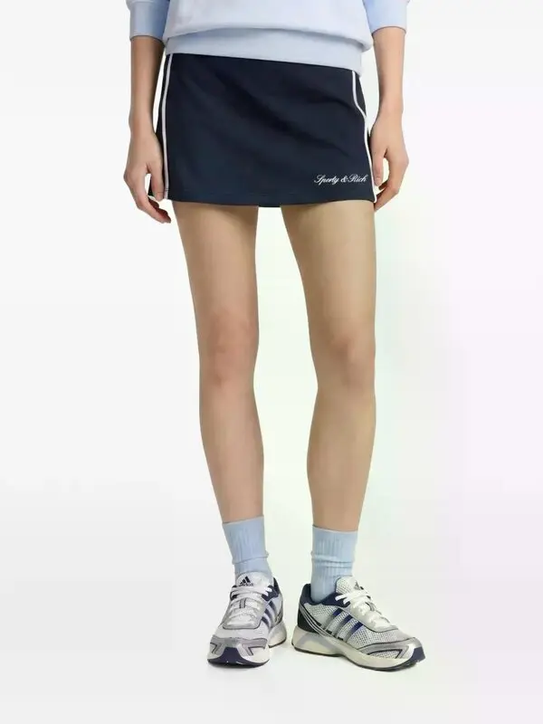 SPORTY & RICH Logo Print Side Stripe Skirt