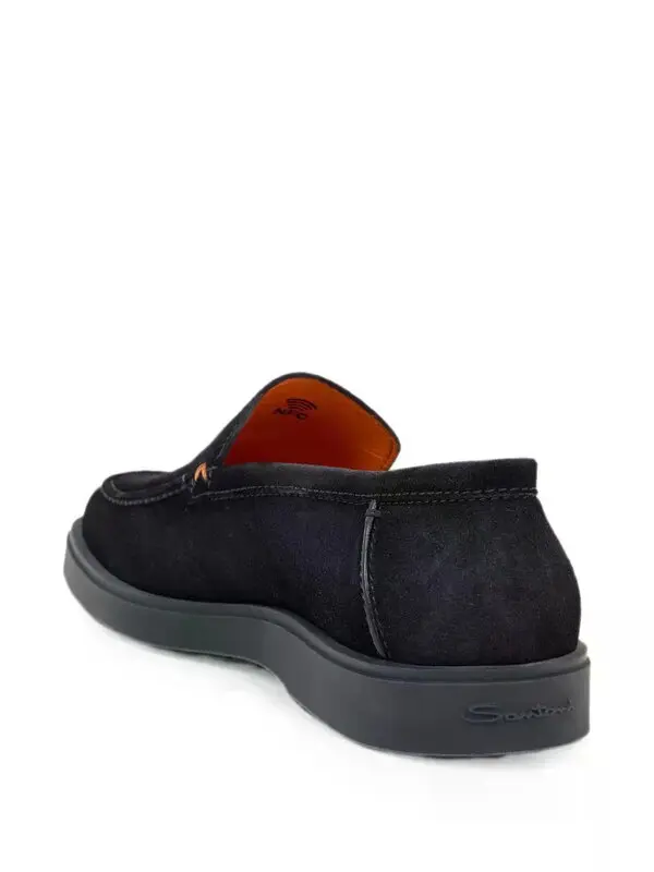 Santoni Suede Almond-toe Loafers