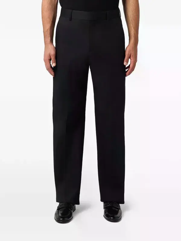 Philipp Plein Wide-leg Trousers With Logo Plaque