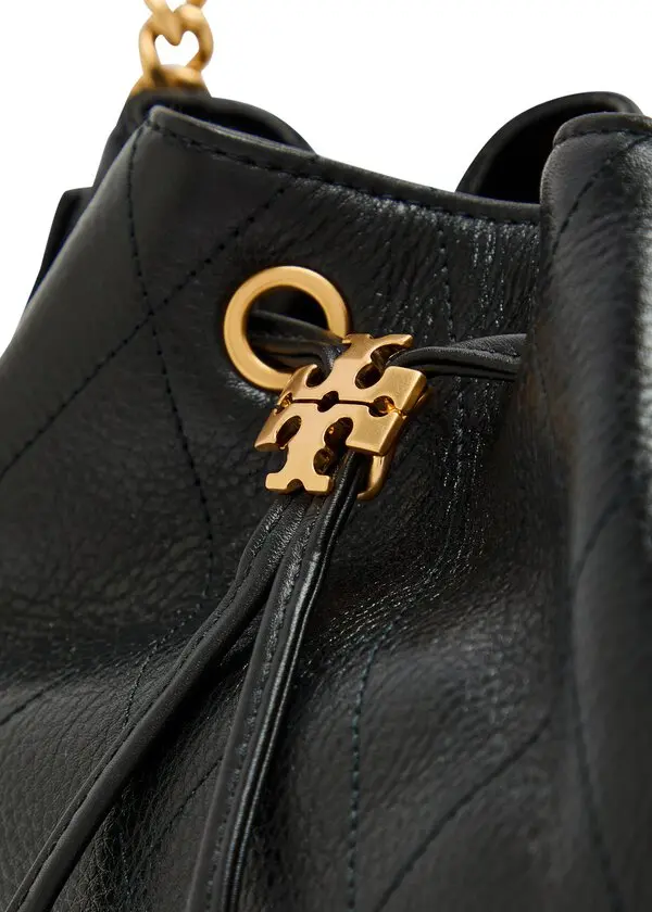 Tory Burch Charlie Drawstring Grained Leather Shoulder Bag