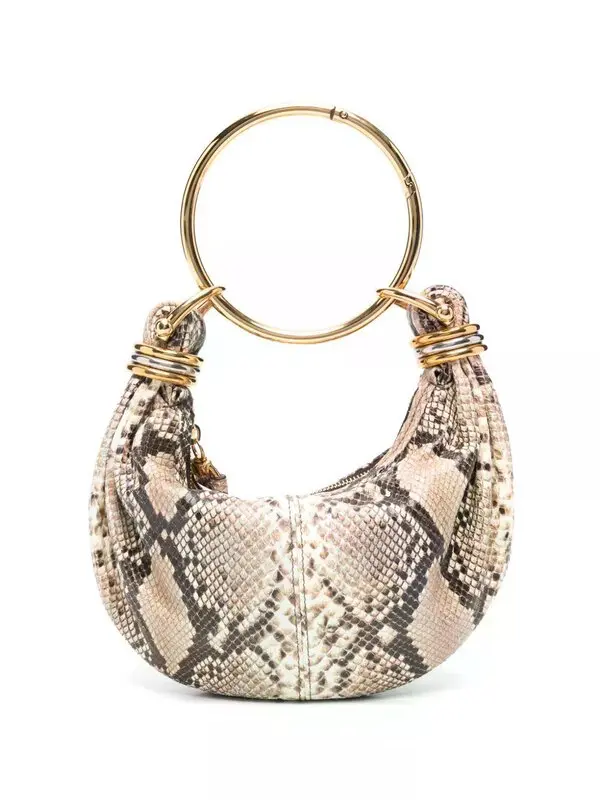 Chloé Snakeskin-effect Ring-handle Clutch Bag