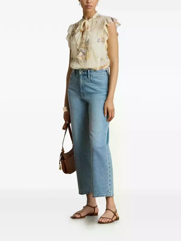 Ralph Lauren Floral Print Pintucked Blouse - Neutrals