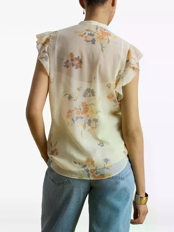 Ralph Lauren Floral Print Pintucked Blouse - Neutrals