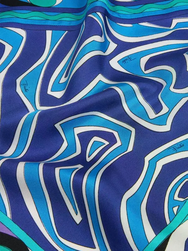 Emilio Pucci Labirinto-print Silk Triangle Scarf - Blue