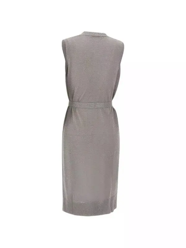 KANGRA Lurex Knit Belted Cardigan-coat - Grey
