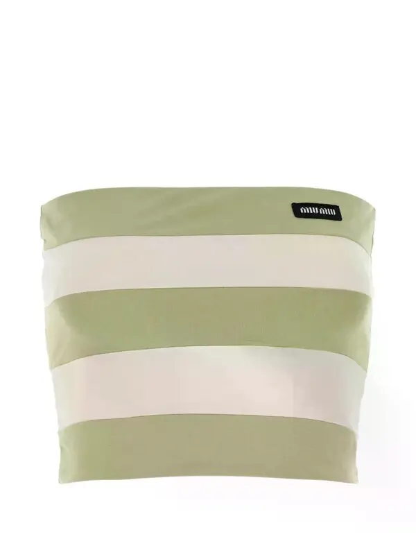 Miu Miu Striped Logo Patch Tube Top