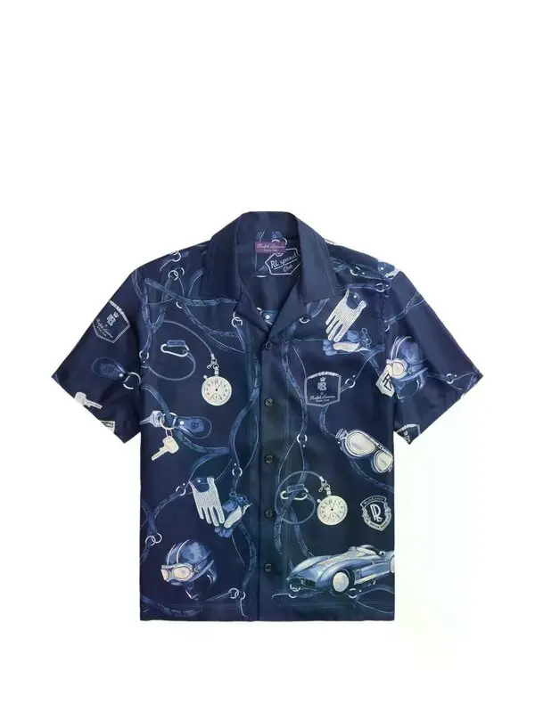Ralph Lauren Purple Label Printed Silk Shirt - Blue