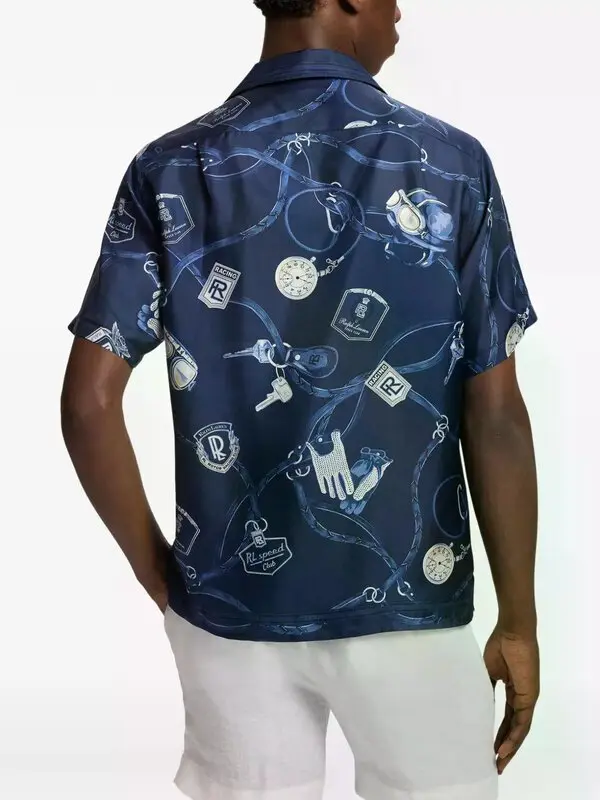 Ralph Lauren Purple Label Printed Silk Shirt - Blue
