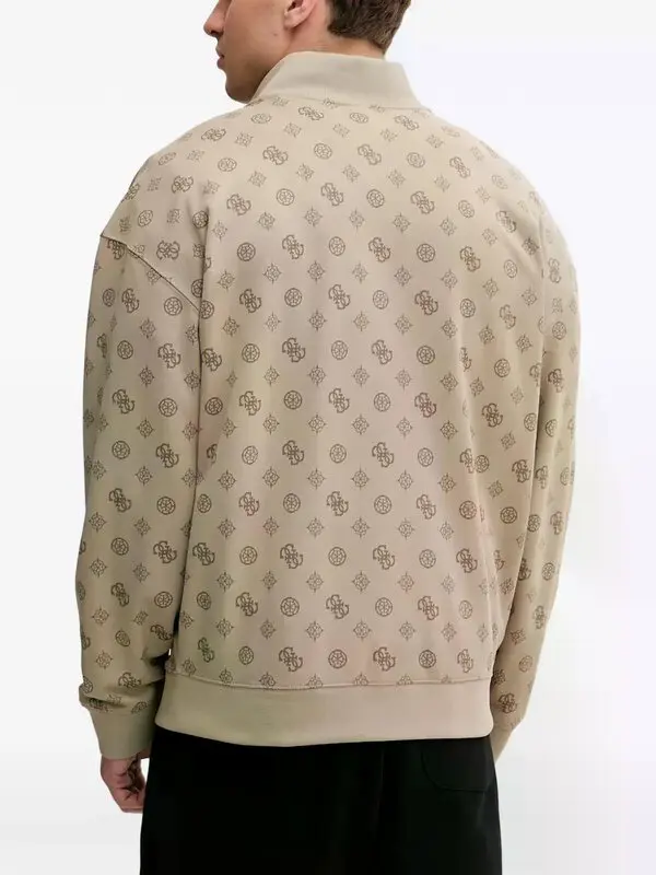 Guess Monogram-print Zip-up Sweater