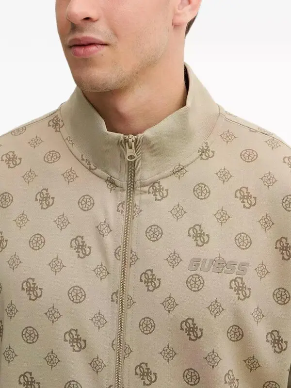 Guess Monogram-print Zip-up Sweater